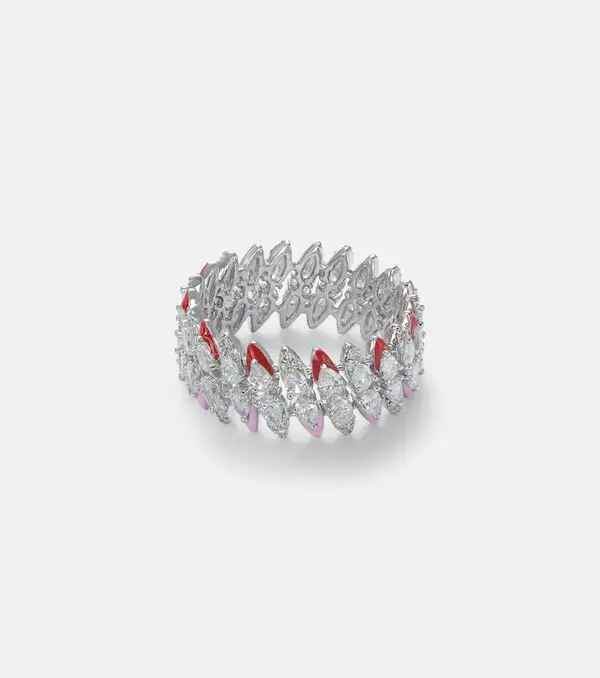 KAMYEN 18kt White Gold, Enamel And Diamond Ring - Silver