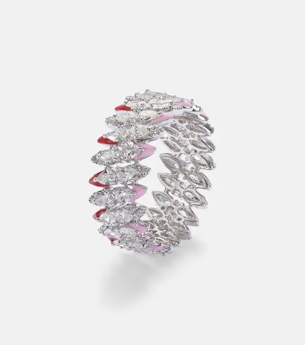KAMYEN 18kt White Gold, Diamond And Enamel Ring