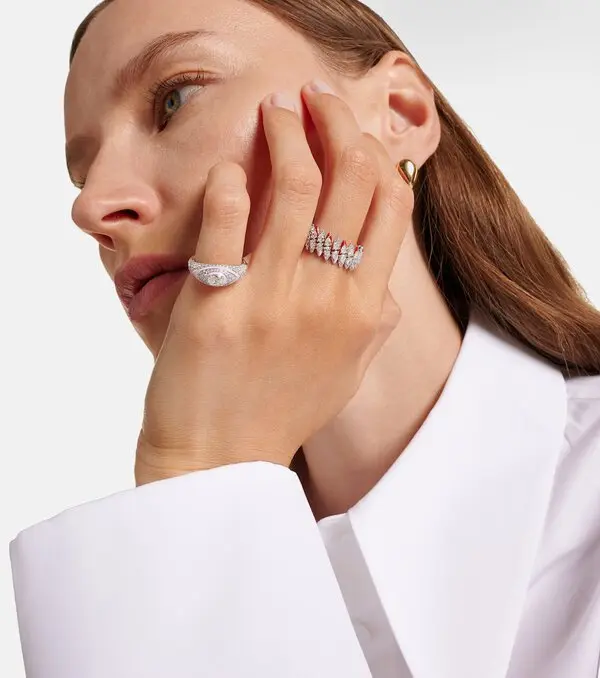 KAMYEN 18kt White Gold, Diamond And Enamel Ring