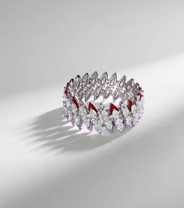 KAMYEN 18kt White Gold, Diamond And Enamel Ring