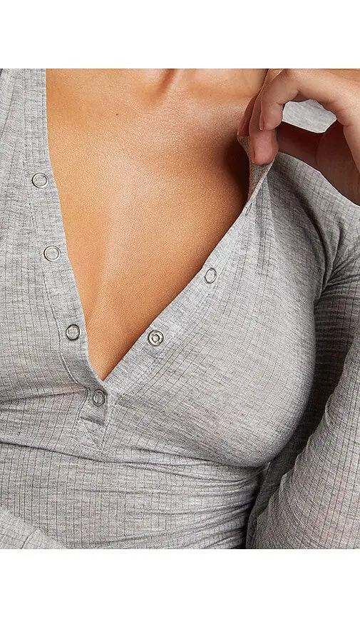 NEGATIVE UNDERWEAR Whipped Henley - Light Grey