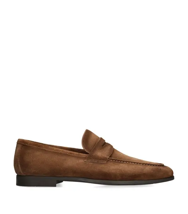 Magnanni Suede Diezma Penny Loafers - Brown