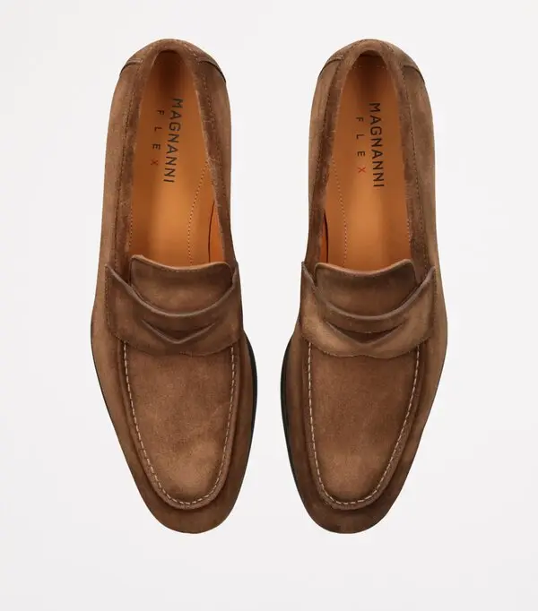 Magnanni Suede Diezma Penny Loafers - Brown