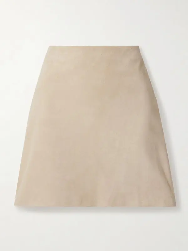 Ralph Lauren Carreen Suede Mini Skirt - Neutrals