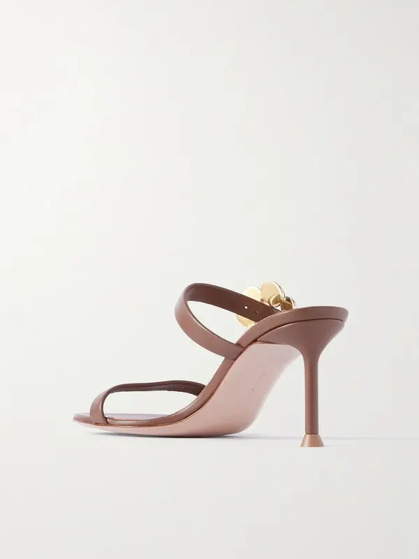 GIANVITO ROSSI 70 Embellished Leather Sandals - Brown