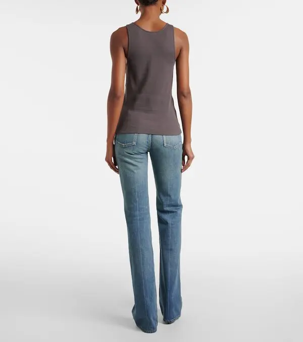 Saint Laurent Cassandre Ribbed-knit Cotton Tank Top