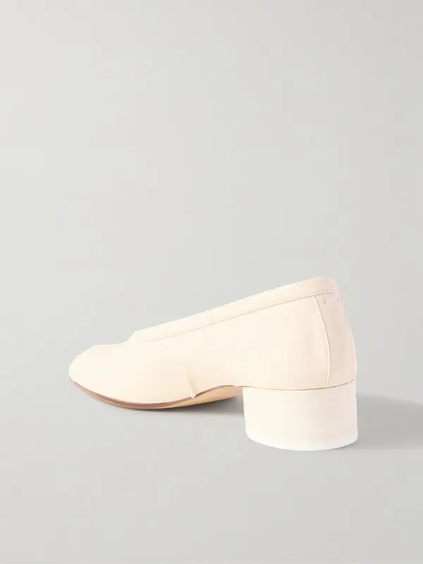 MAISON MARGIELA Tabi Ballerina Leather Pumps With Block Heel - Neutrals