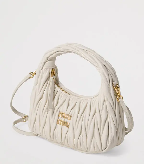 Miu Miu Matelassé Leather Wander Top-handle Bag - White