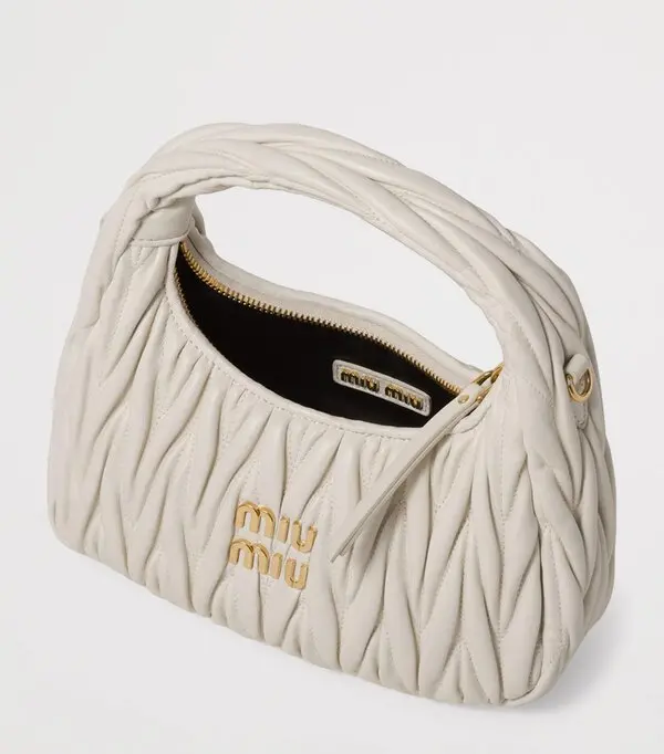 Miu Miu Matelassé Leather Wander Top-handle Bag - White