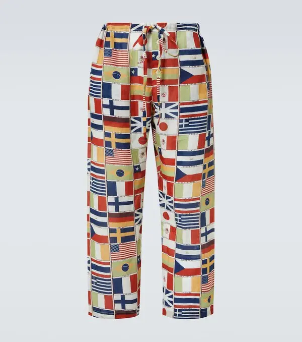 BODE International Printed Linen Straight Pants - Multicoloured