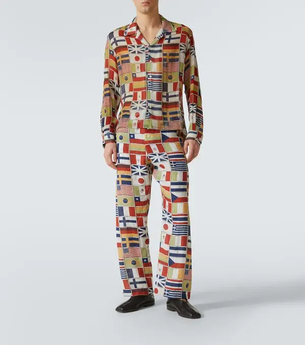 BODE International Printed Linen Straight Pants