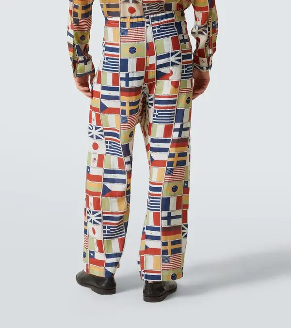 BODE International Printed Linen Straight Pants