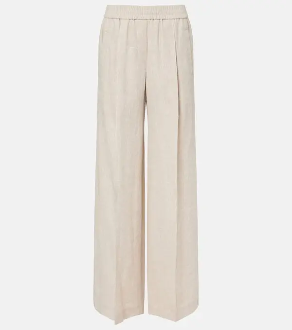 Brunello Cucinelli Linen Wide-leg Trousers - Neutrals