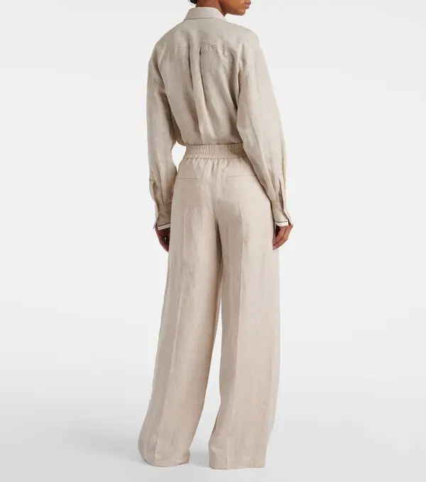 Brunello Cucinelli Linen Wide-leg Trousers - Neutrals
