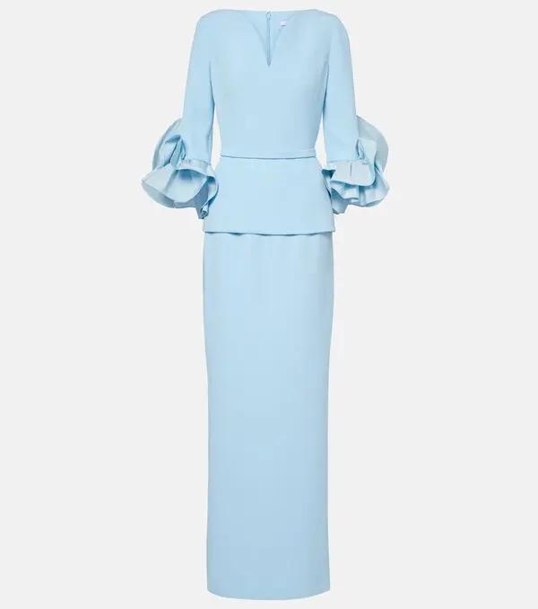 Safiyaa Clemence Ruffled Crepe Gown - Blue