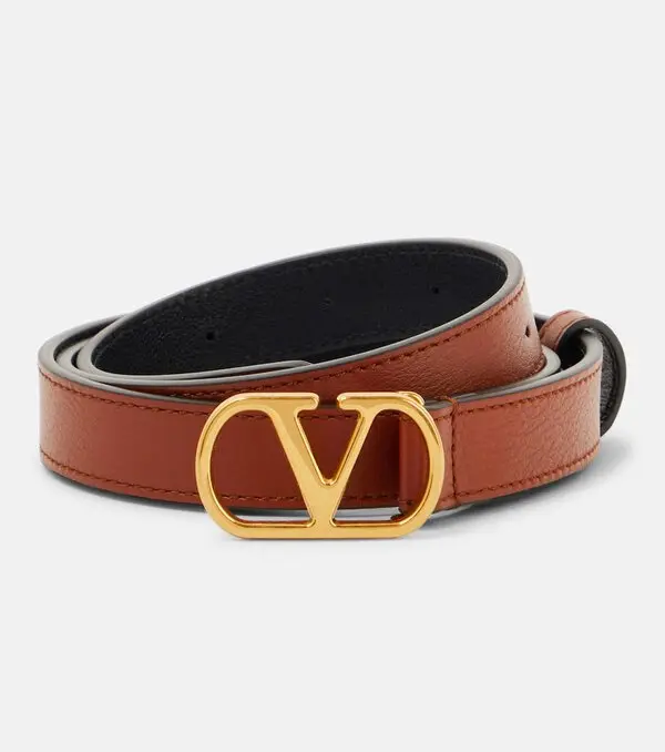 Valentino Garavani Vlogo Signature Leather Belt - Brown