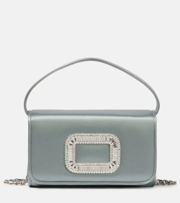 ROGER VIVIER Pilgrim Micro Satin Clutch - Grey