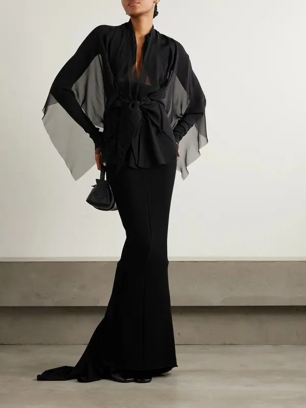 Rick Owens Asymmetric Silk-chiffon Jacket