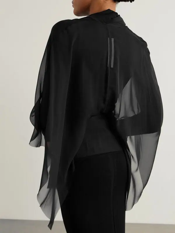 Rick Owens Asymmetric Silk-chiffon Jacket