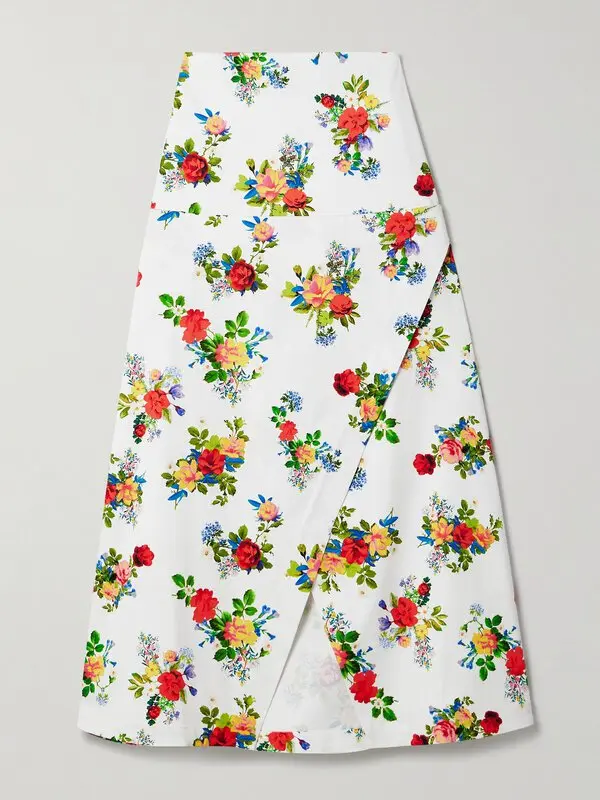 KIKA VARGAS Maysie Floral-print Cotton-blend Poplin Maxi Skirt - Multi