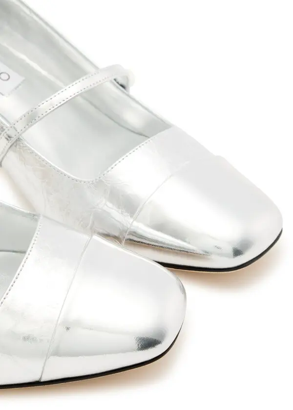 JIMMY CHOO Elisa 45 Metallic Leather Pumps - Silver