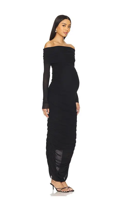 BUMPSUIT Off The Shoulder Ruched Maxi Dress - Black
