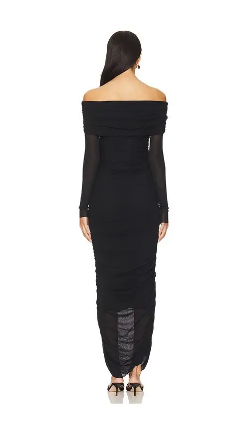 BUMPSUIT Off The Shoulder Ruched Maxi Dress - Black