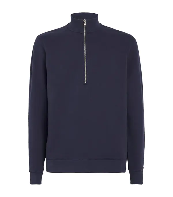 Sunspel Cotton Half-zip Sweatshirt - Navy