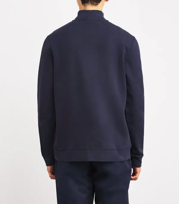 Sunspel Cotton Half-zip Sweatshirt - Navy