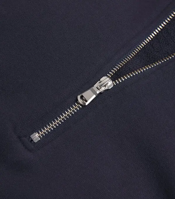 Sunspel Cotton Half-zip Sweatshirt - Navy
