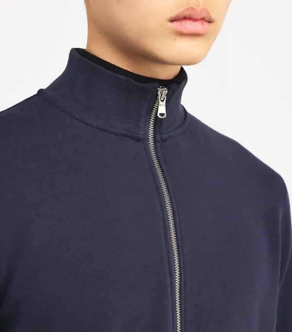 Sunspel Cotton Half-zip Sweatshirt - Navy