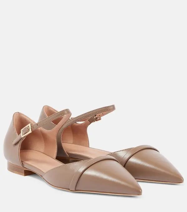 MALONE SOULIERS Leather Pointed Toe Flats - Neutrals