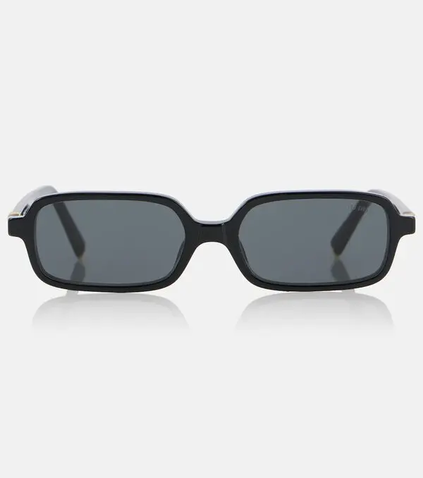 Miu Miu Rectangular Sunglasses With Gold Tone Detail - Black