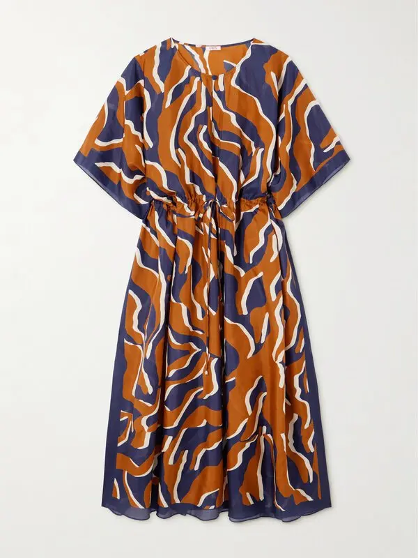 ERES Continent Archipel Printed Silk-chiffon Kaftan - Brown