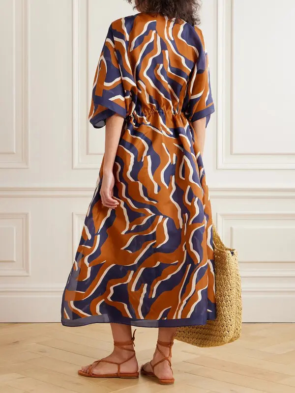 ERES Continent Archipel Printed Silk-chiffon Kaftan - Brown
