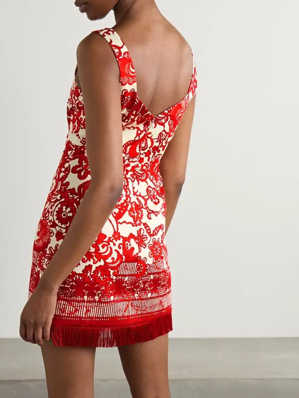 Cara Cara Anna Fringed Printed Cotton-blend Mini Dress