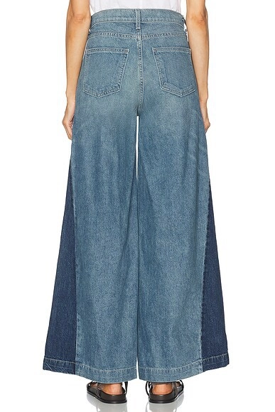 NILI LOTAN Ebony Wide Leg Jeans - Blue Denim Patchwork
