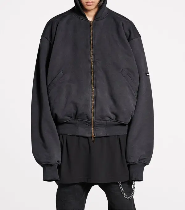 Balenciaga Cotton Hooded Bomber Jacket