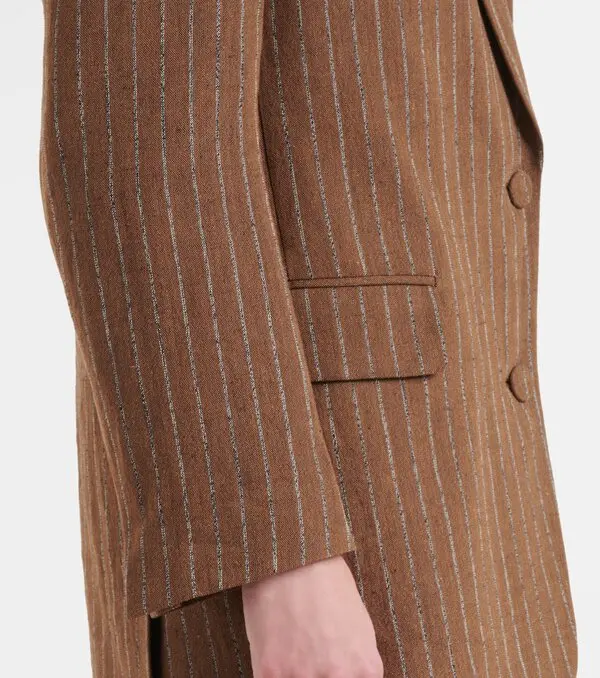 Dries Van Noten Striped Linen-blend Blazer - Brown