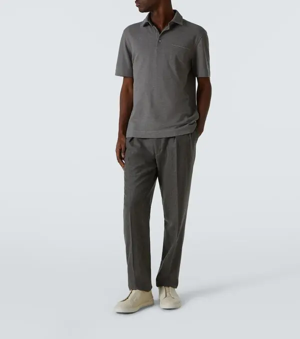 Zegna Cotton Polo Shirt - Grey