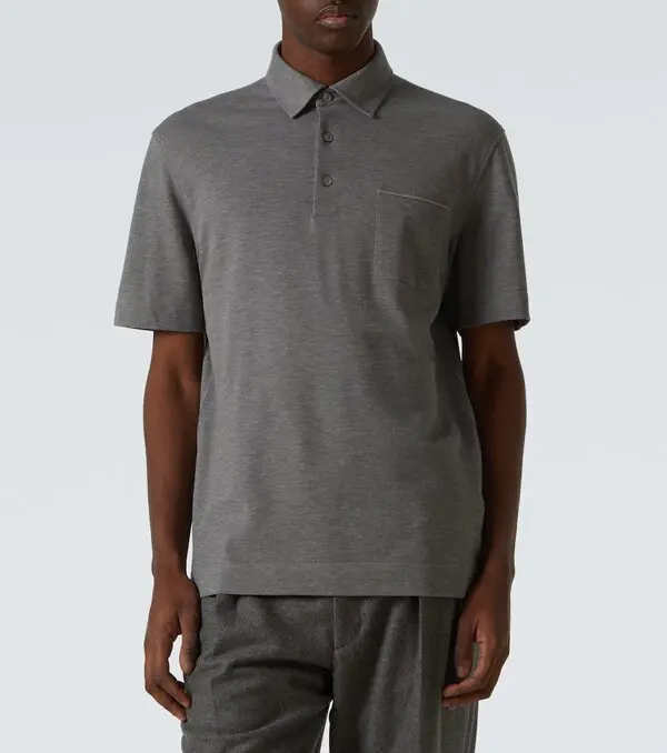 Zegna Cotton Polo Shirt - Grey