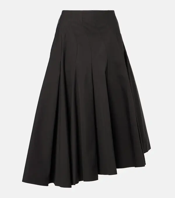 FFORME Asymmetric Cotton Midi Skirt - Black