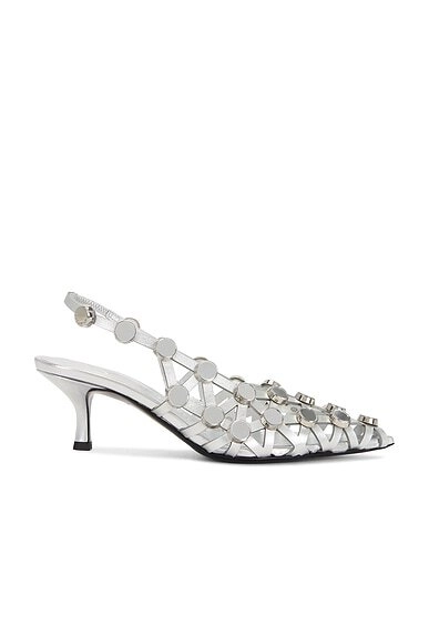 Attico Grid 50mm Slingback - Silver