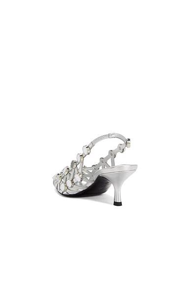 Attico Grid 50mm Slingback - Silver