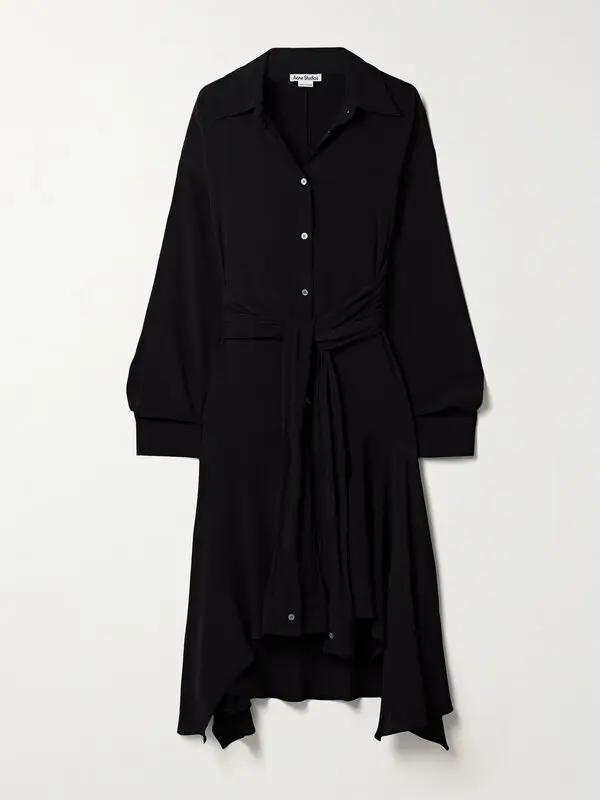 Acne Studios Convertible Asymmetric Belted Midi Shirt Dress