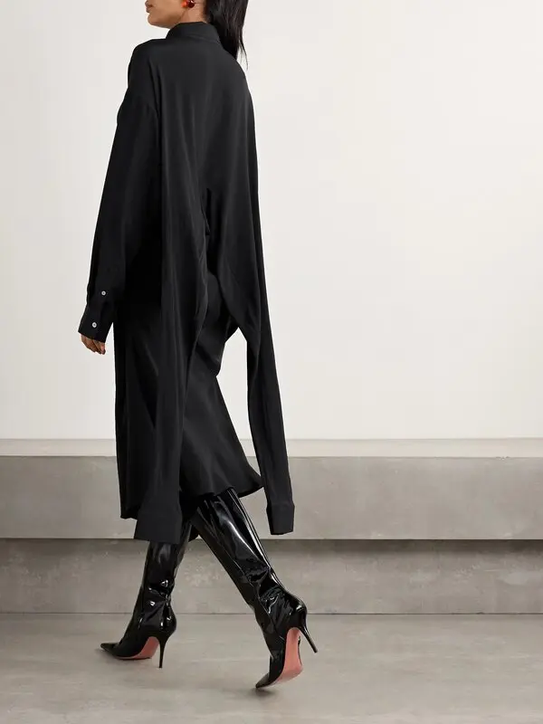 Acne Studios Convertible Asymmetric Belted Midi Shirt Dress