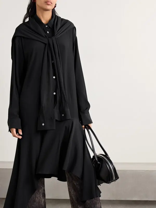 Acne Studios Convertible Asymmetric Belted Midi Shirt Dress