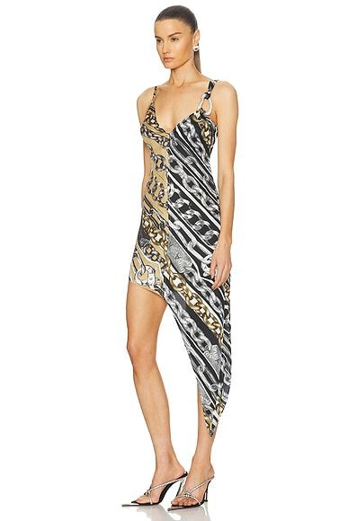 AREA Asymmetrical Hem Slip Dress