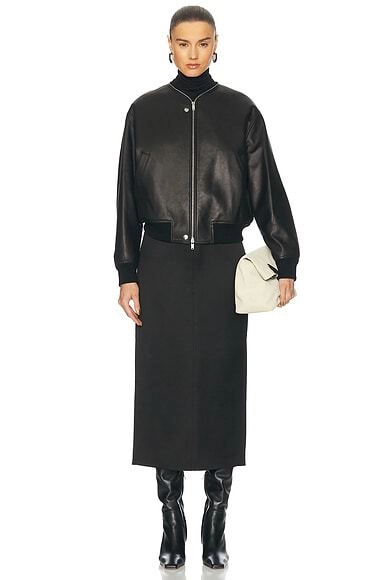 JIL SANDER Leather Bomber Jacket