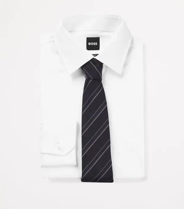BOSS Silk-blend Striped Neck Tie - Blue